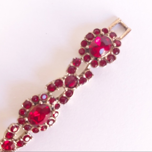 Lc Louis C Marks | Jewelry | Vtg Lc Louis C Marks Gold Red Rhinestone ...
